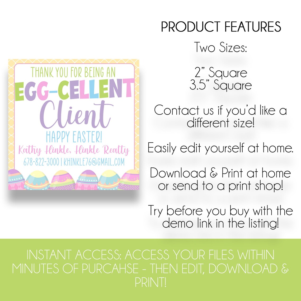 EDITABLE Thanks for Being an Egg-cellent Client Easter Gift Tags ...