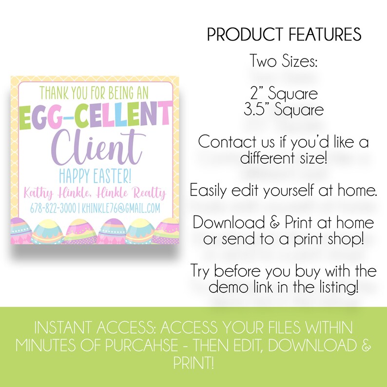 EDITABLE Thanks for Being an Egg-cellent Client Easter Gift - Etsy