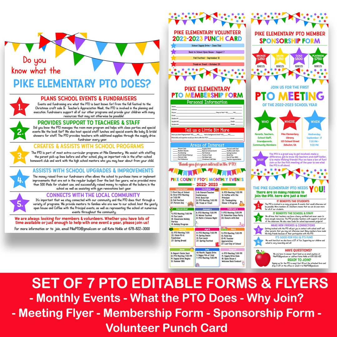 Editable PTO Flyer Bundle | PTO Membership Bundle | Printable School ...