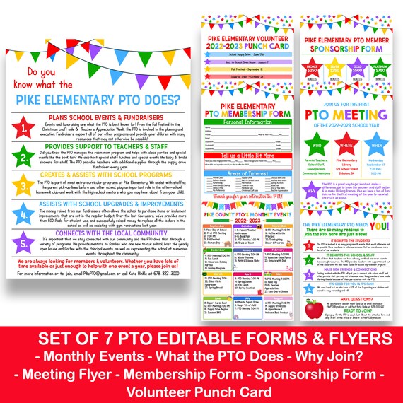 Editable PTO Flyer Bundle PTO Membership Bundle Printable - Etsy