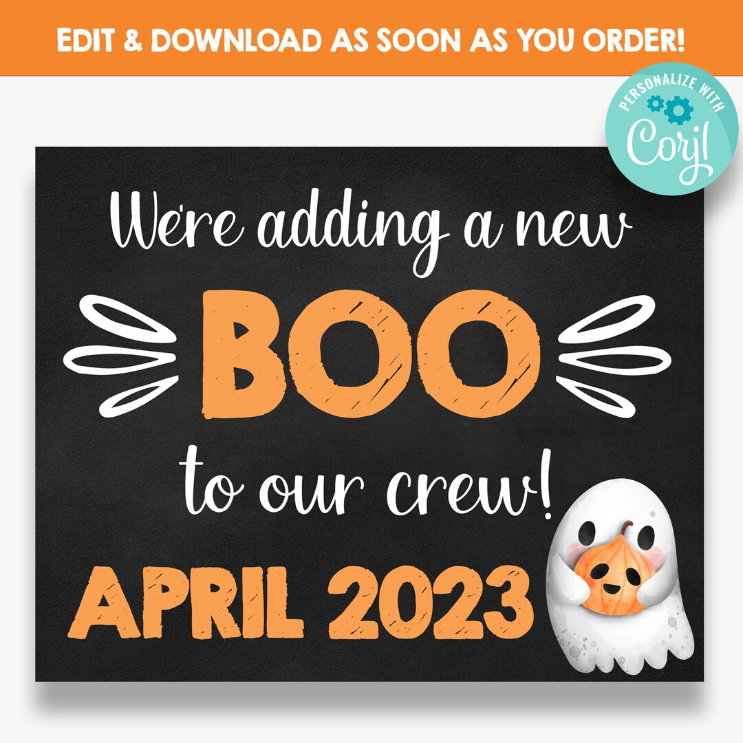 EDITABLE We're Adding a Boo to Our Crew Halloween Baby Announcement ...