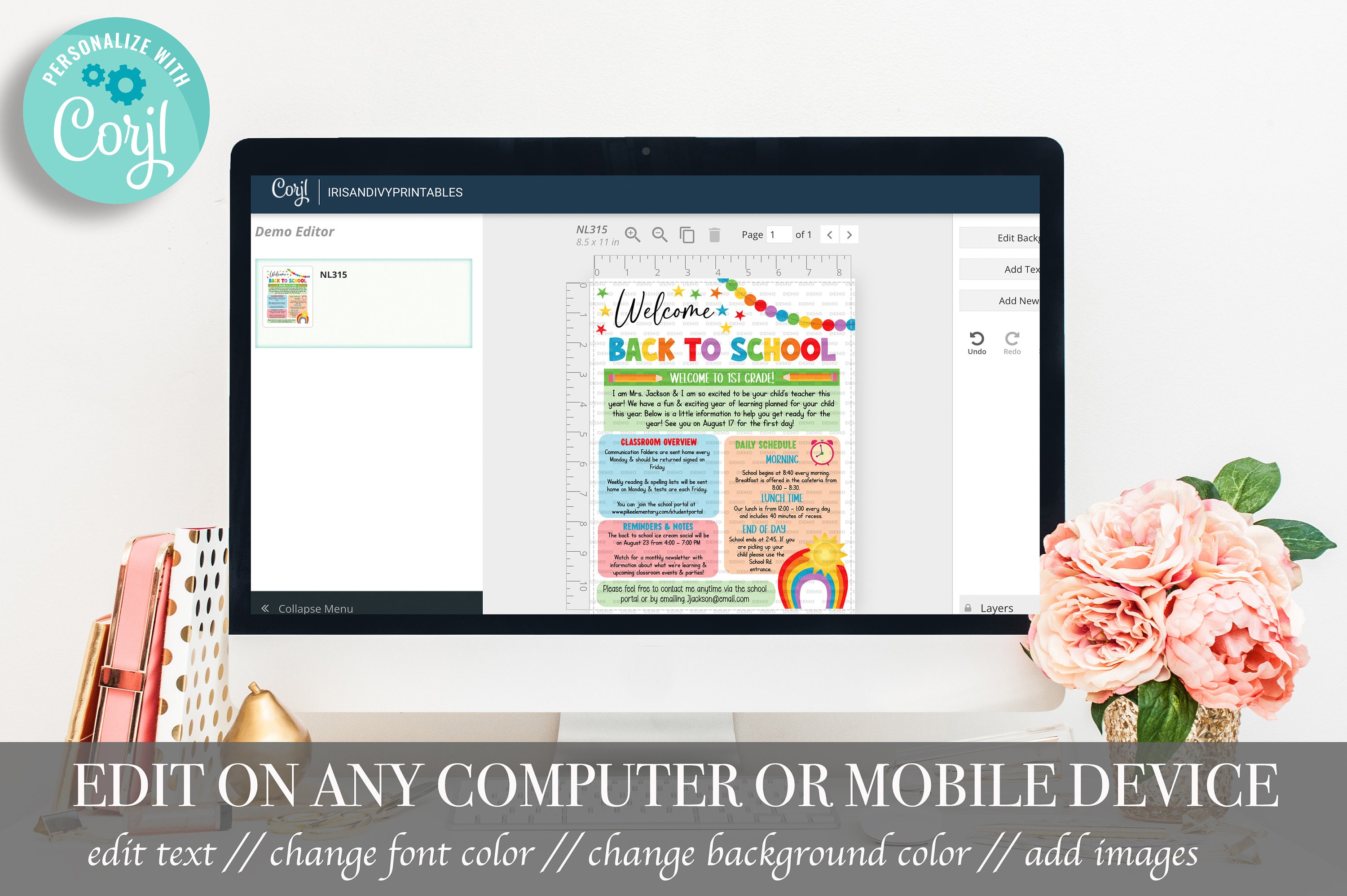 EDITABLE Welcome Back to School Rainbow Newsletter Back to - Etsy