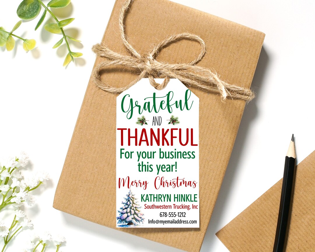 EDITABLE Grateful & Thankful for Your Business This Year Christmas Gift ...
