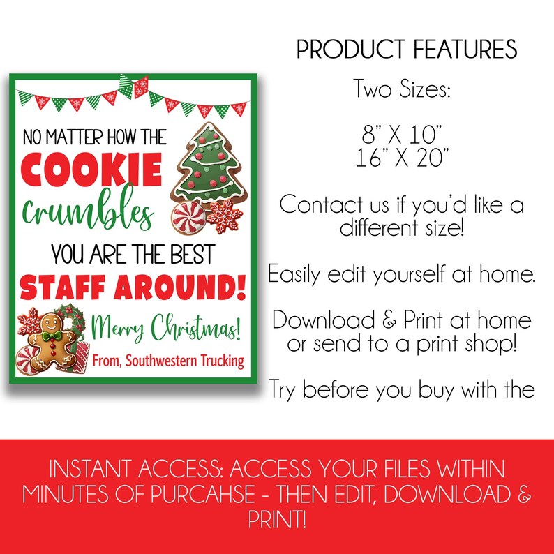 EDITABLE No Matter How the Cookie Crumbles You Are the Best Staff ...