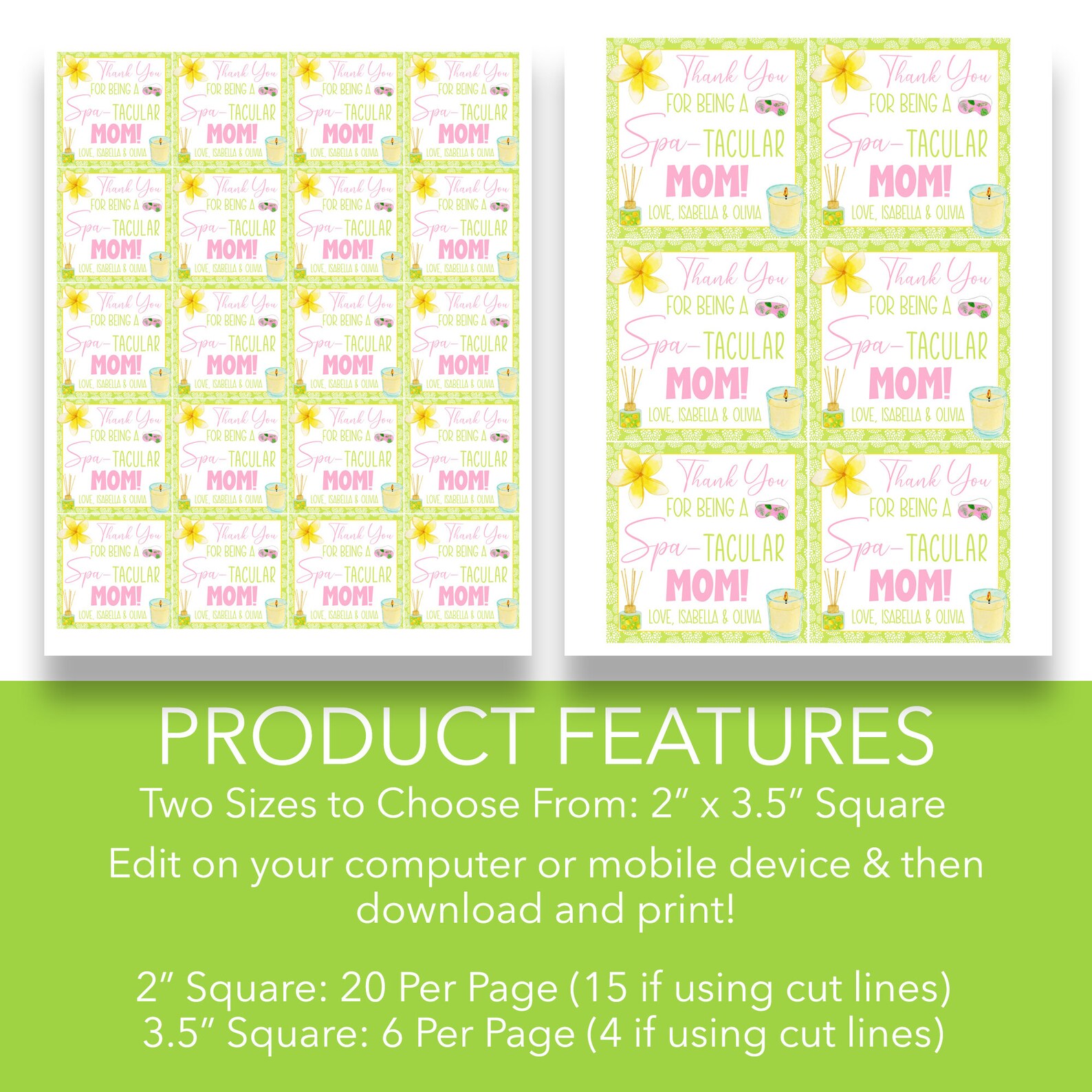 EDITABLE Thank You for Being a Spa-tacular Mom Gift Tags | Mothers Day ...