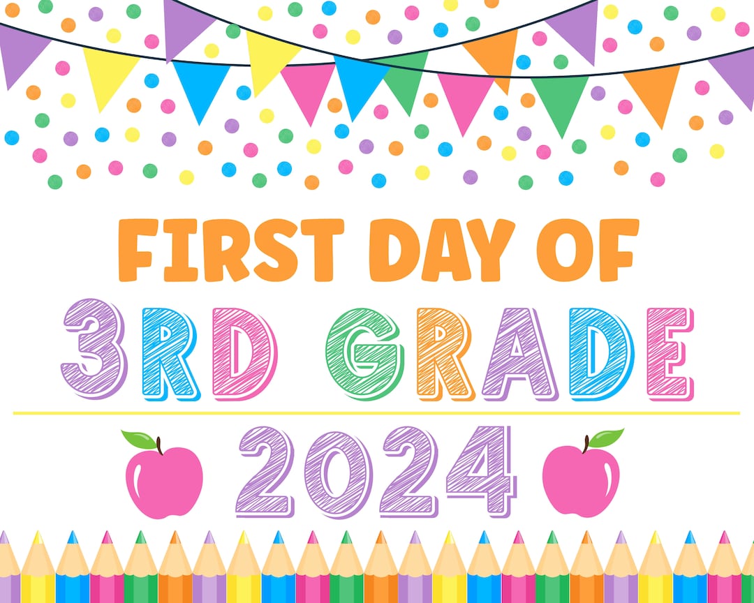 Pastel First Day of Third Grade Sign Pastel Printable Back to School ...