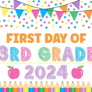 Pastel First Day of Third Grade Sign Pastel Printable Back to School ...