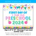 First Day of Three Year Old Preschool Sign Pastel Printable Back to ...