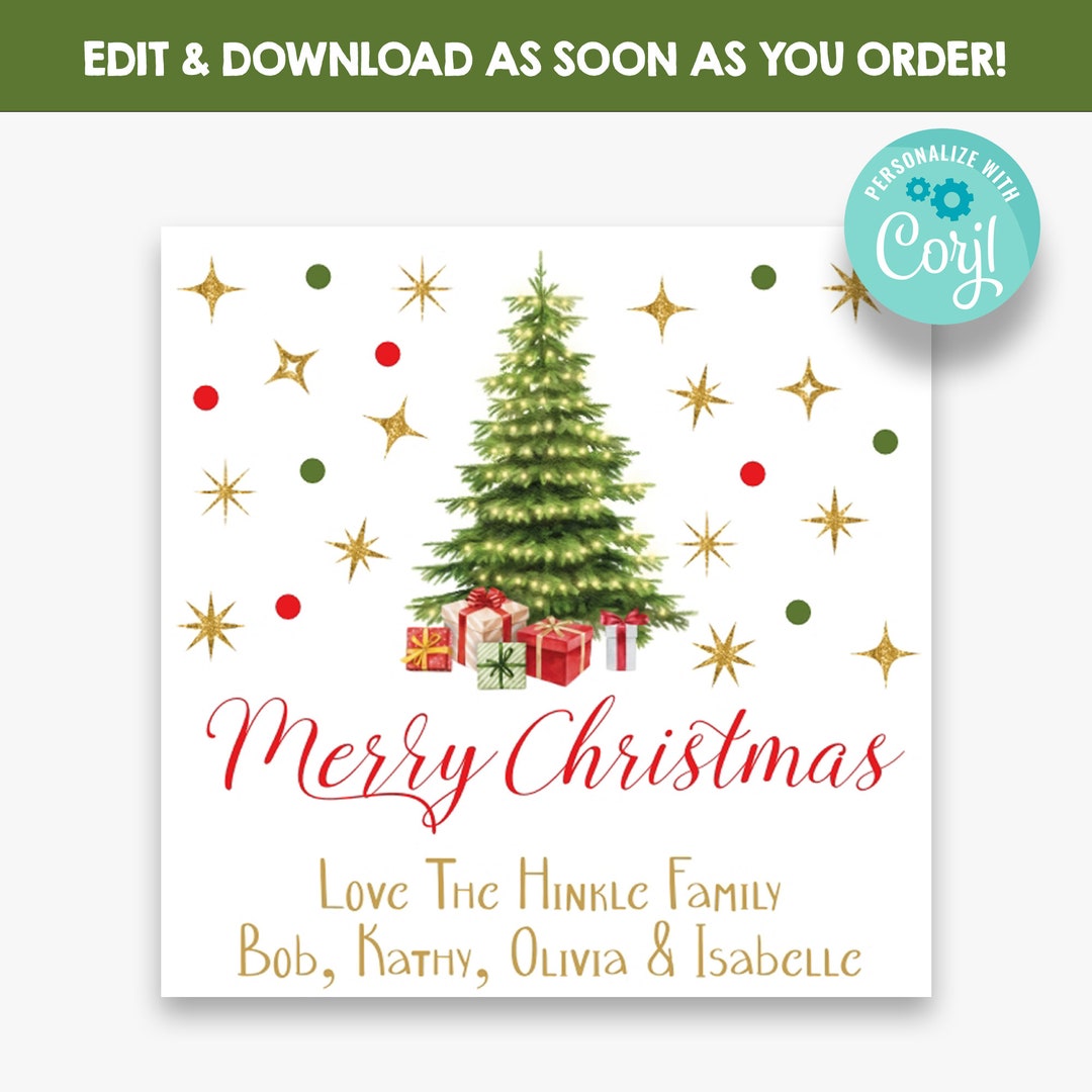 EDITABLE Christmas Tree Gift Tags Personalized Christmas Gift Tag ...