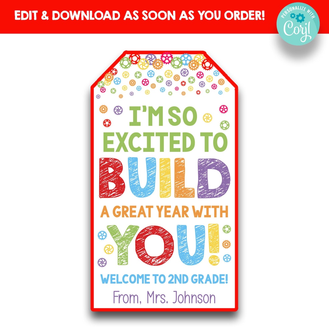 EDITABLE Bright I Am so Excited to Build a Great Year With You Back to ...