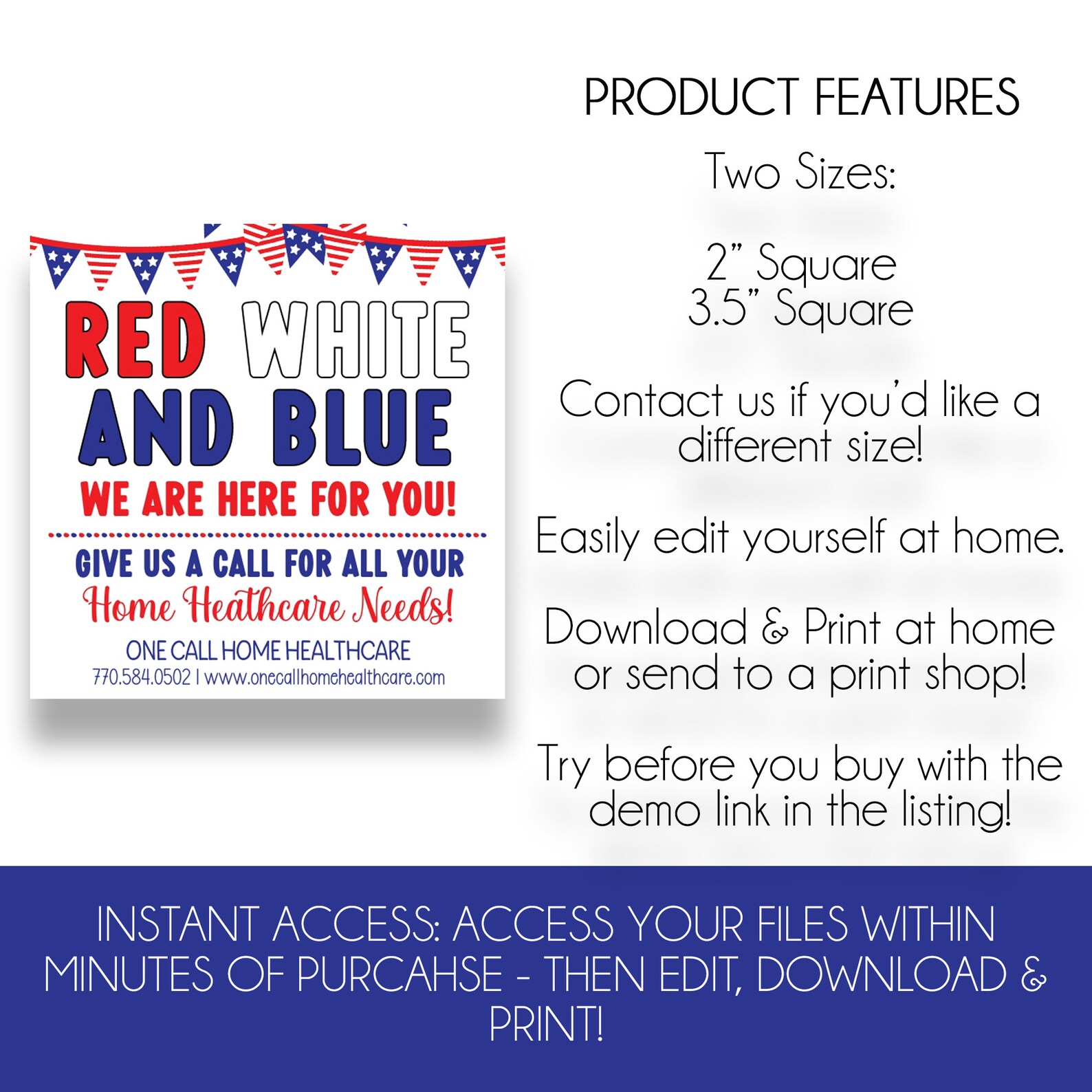 EDITABLE Red White & Blue We Are Here for You Square Gift Tags - Etsy