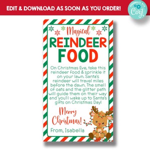EDITABLE I Magical Reindeer Food Christmas Treat Tags | Kid's Christmas ...