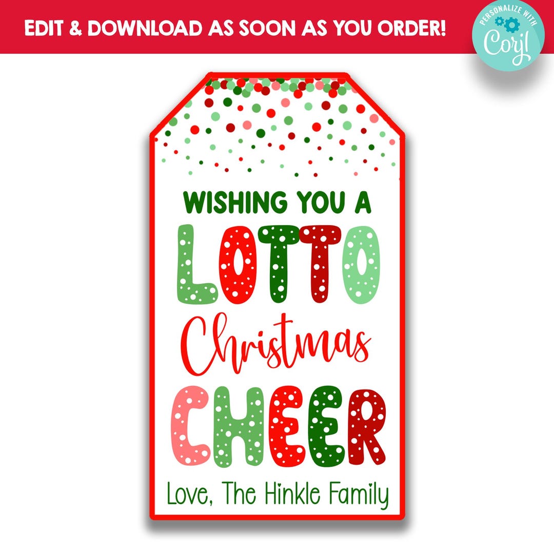 EDITABLE Wishing You a Lotto Christmas Cheer Gift Tags | Printable ...