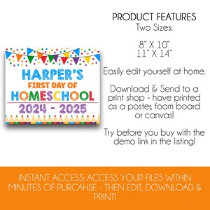 Editable Bright First Day of Homeschool First Day of School Sign ...