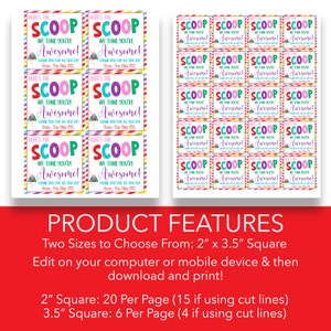 EDITABLE Here's the Scoop We Think You're Awsome Ice Cream Appreciation ...