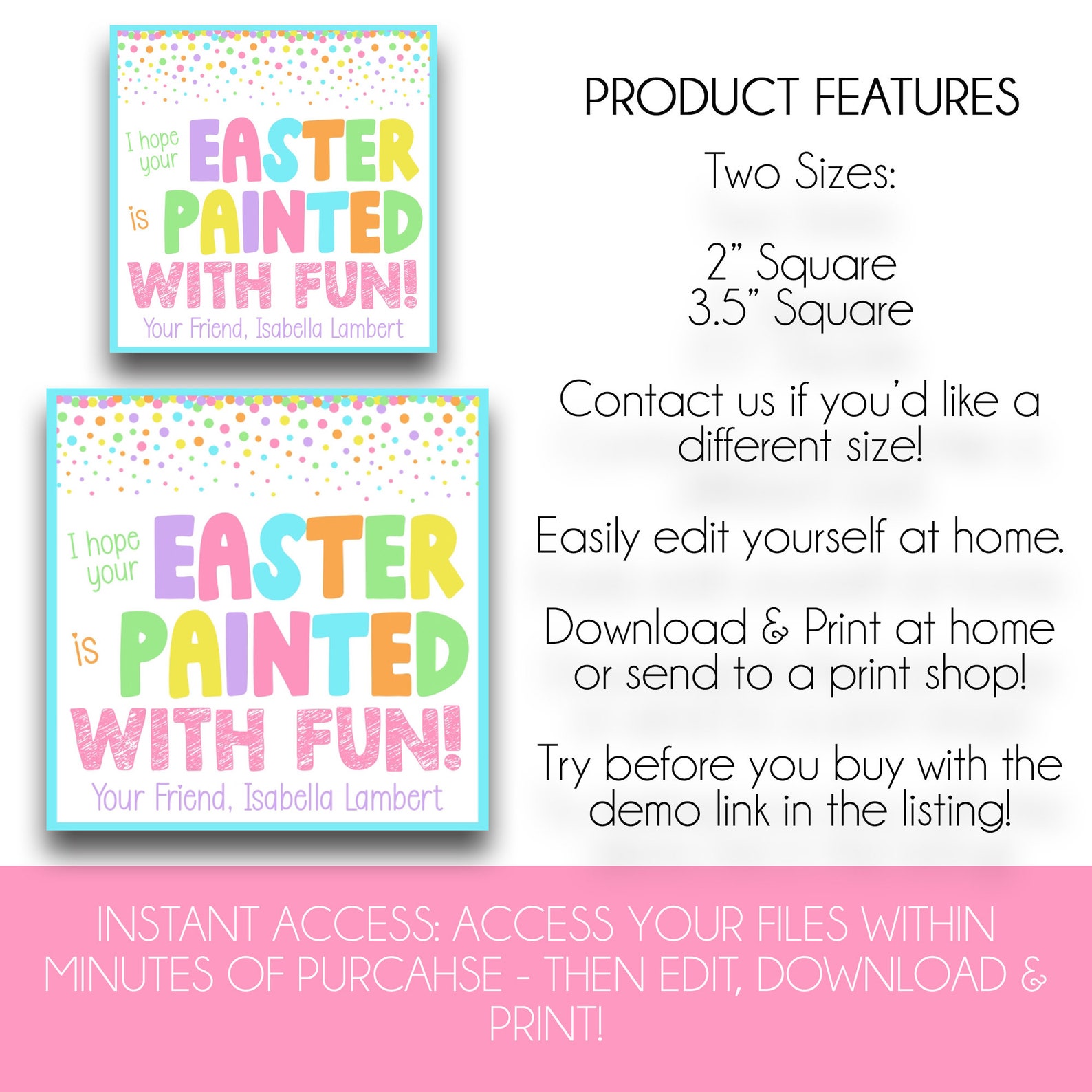 EDITABLE I Hope Your Easter is Painted With Fun Easter Treat Bag Tags ...