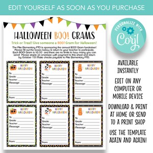 EDITABLE Boogram Halloween Candy Gram Flyer | Halloween PTO Fundraiser ...
