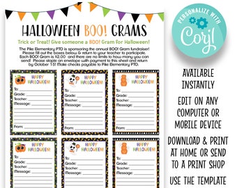 Halloween Candy Gram Flyer Editable Boo Grams Fundraiser - Etsy