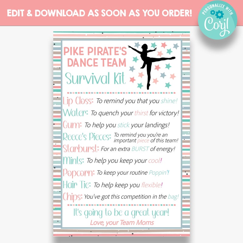 Dance Survival Kit Card - Etsy