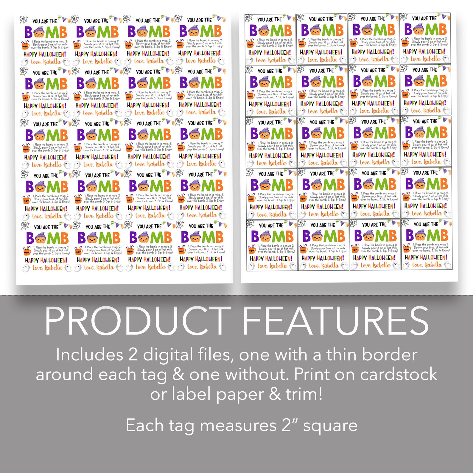 Editable Halloween Boo Bomb Treat Tags | Printable Halloween Favor Tags ...