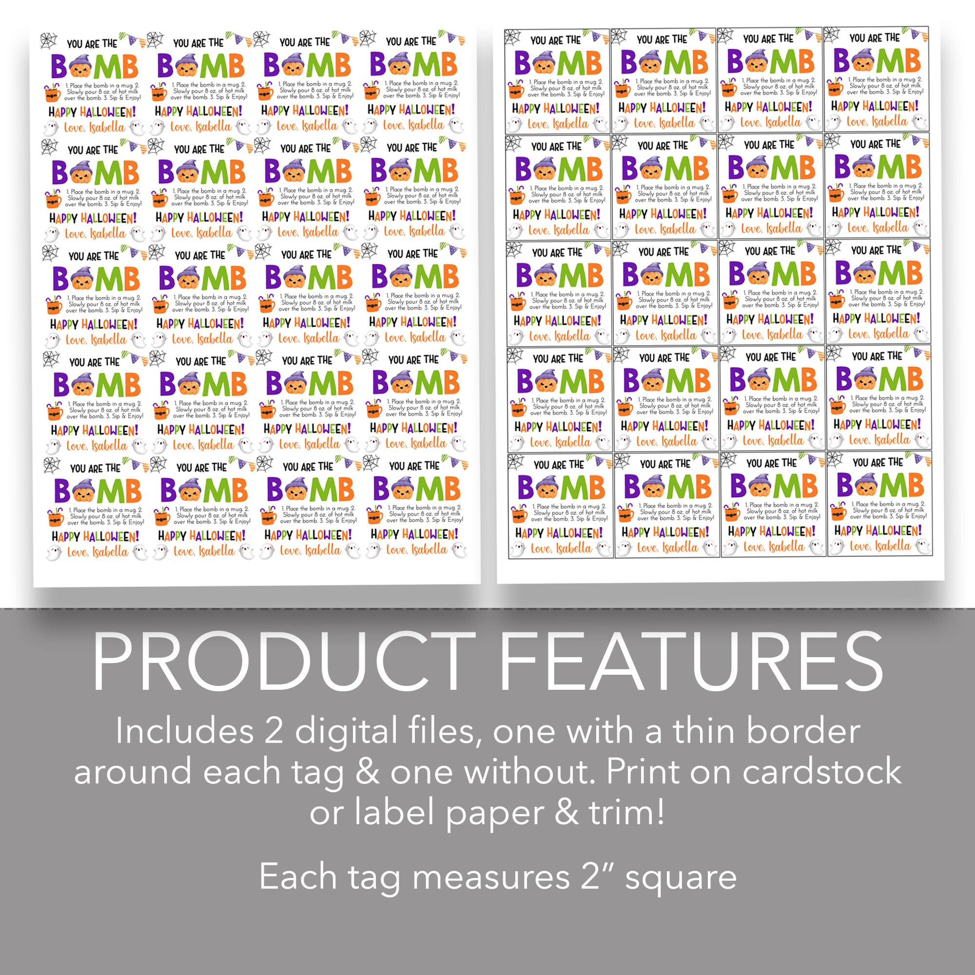 Editable Halloween Boo Bomb Treat Tags | Printable Halloween Favor Tags ...