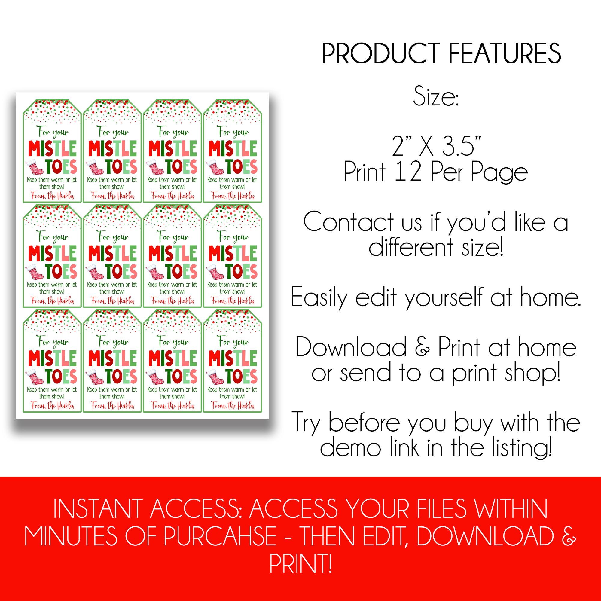 EDITABLE for Your Mistletoes Christmas Gift Tags | Fuzzy Sock Gift Tags ...