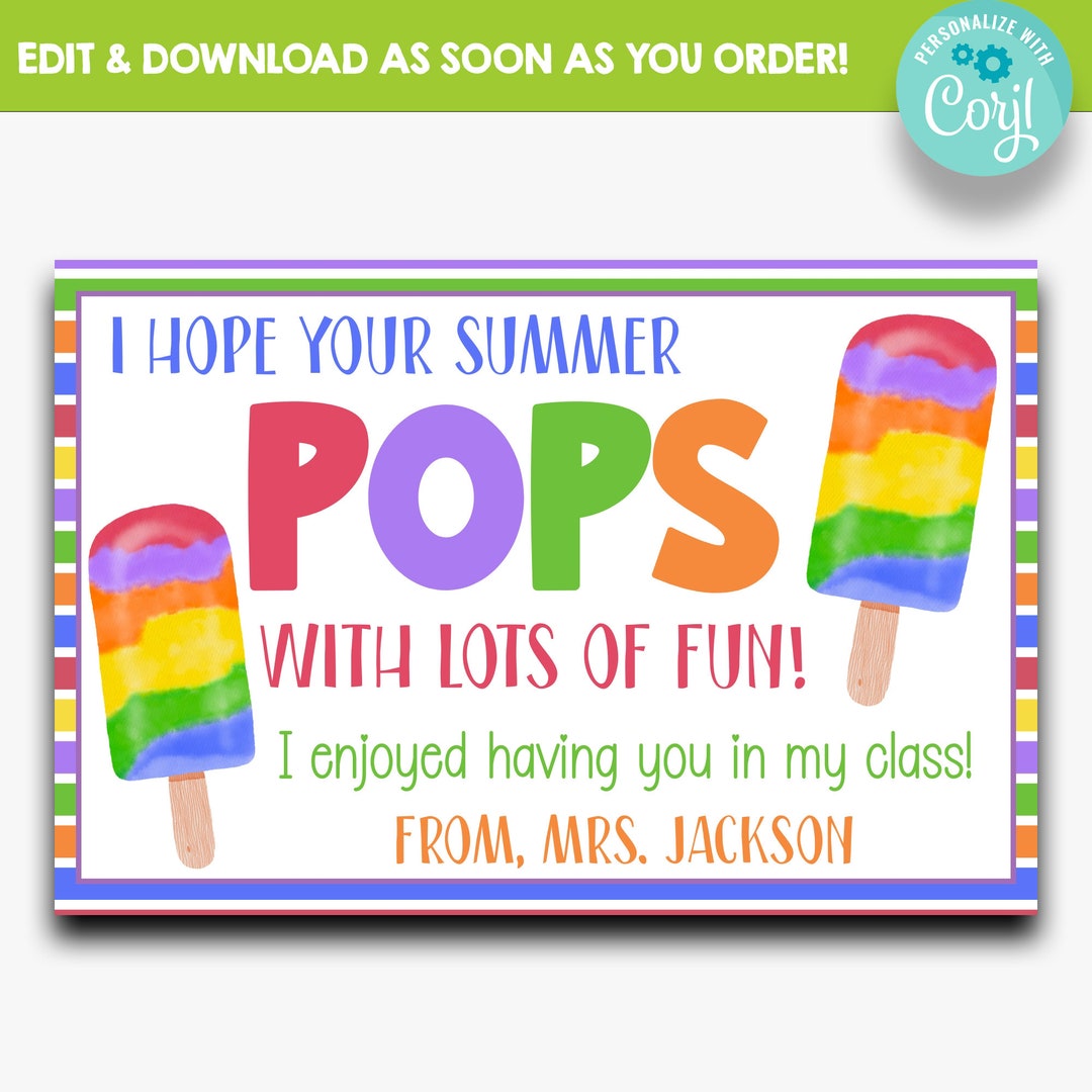 EDITABLE I Hope Your Summer Pops With so Much Fun Postcard for Students ...