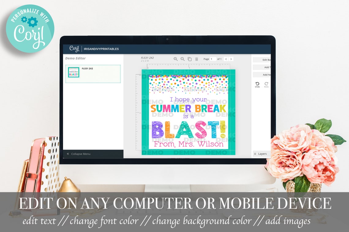 EDITABLE Pastel I Hope Your Summer Break is a Blast Treat Bag Tags ...