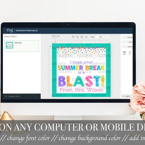 EDITABLE Pastel I Hope Your Summer Break is a Blast Treat Bag Tags ...