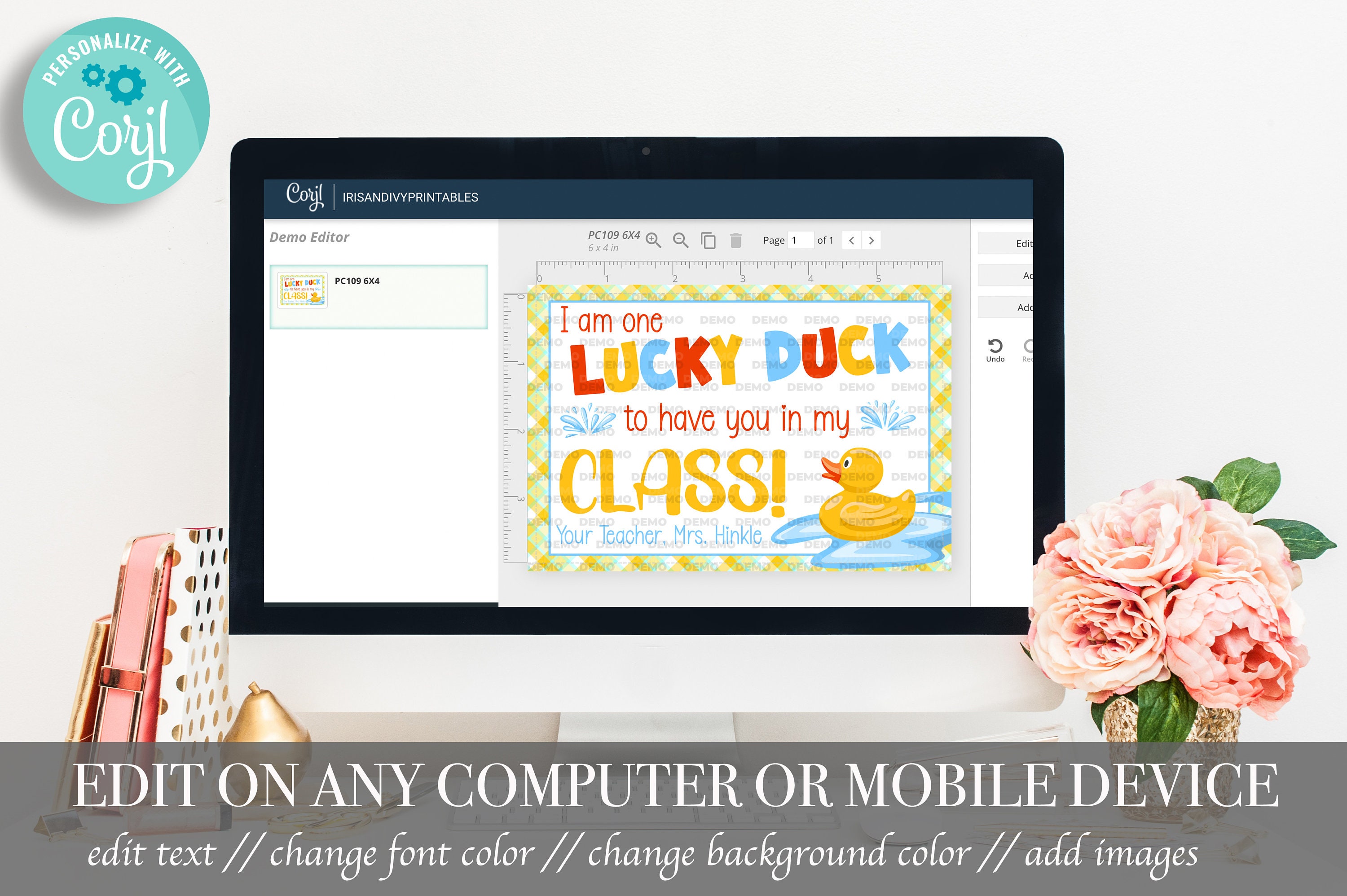 EDITABLE I Am One Lucky Duck to Have You in My Class Postcard - Etsy