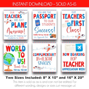 INSTANT DOWNLOAD | Plane Awesome Teacher Appreciation Week Signs ...