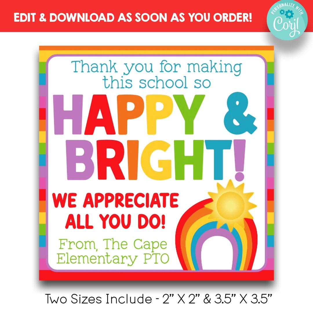 Editable Thank You for Making This School Happy & Bright Teacher ...
