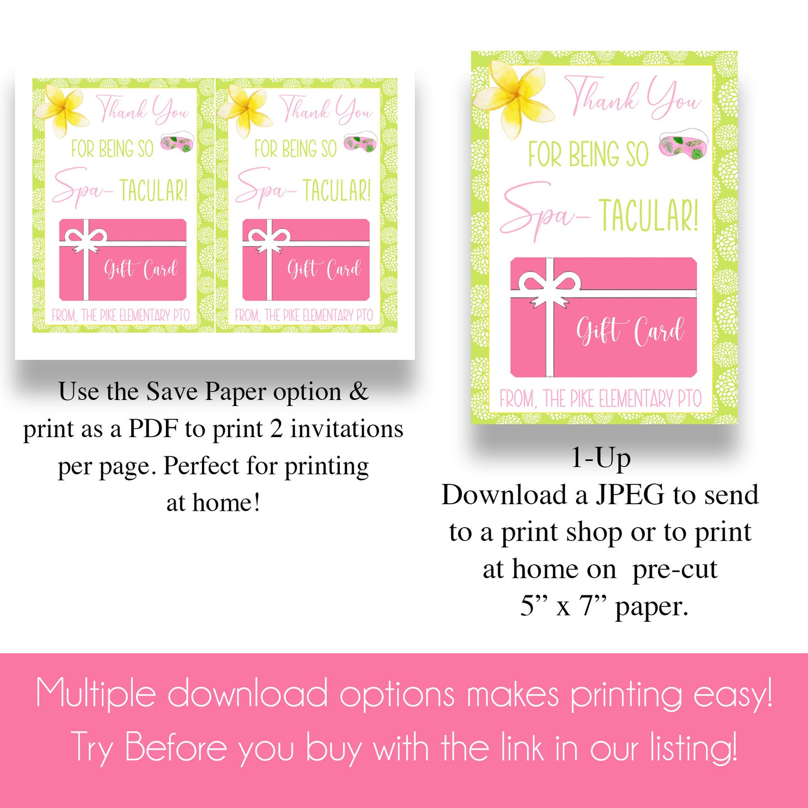 EDITABLE Thank You for Being so Spa-tacular Gift Card Holder - Etsy