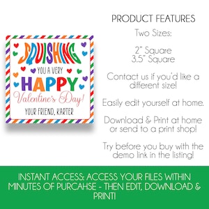 EDITABLE Squish Toy Valentine Tags | Squising You a Happy Valentine's ...