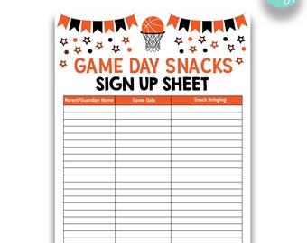 Editable Basketball Snack Sign up Sheet - Etsy