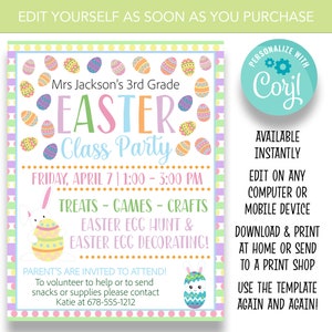 EDITABLE Easter Class Party Flyer School Easter Party Template ...