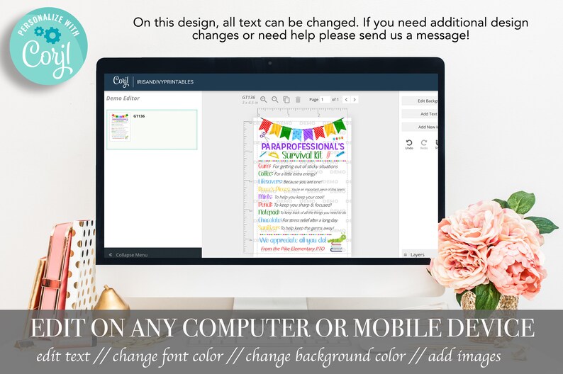 EDITABLE Paraprofessional's Survival Kit Tag Back to - Etsy