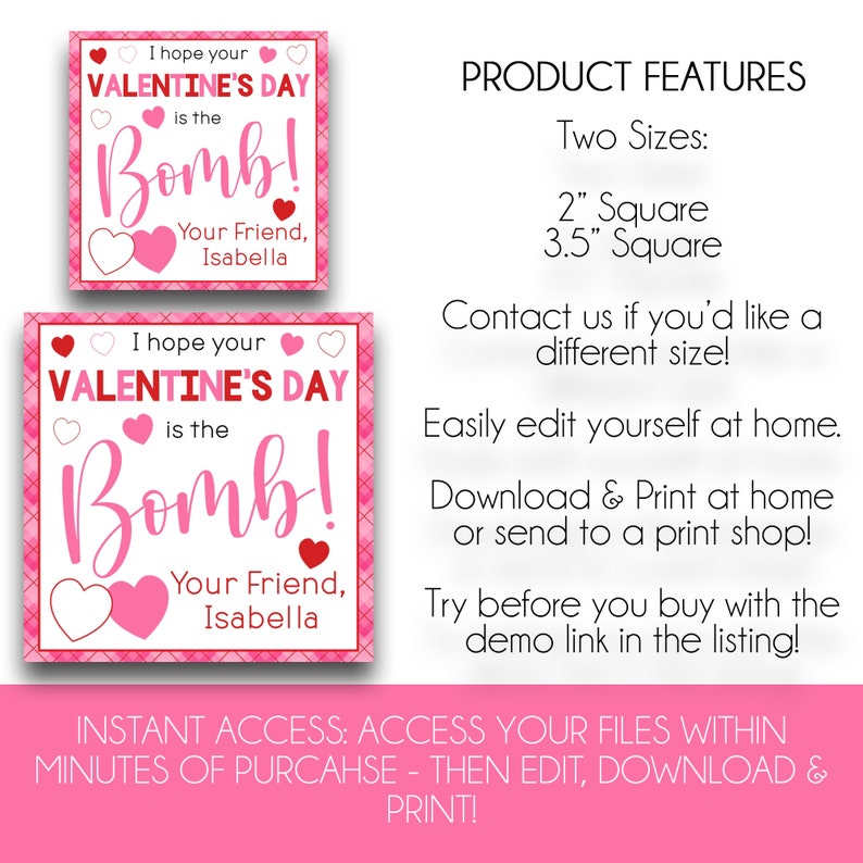 EDITABLE Kid's Valentine's Day Treat Tag | Hope Your Valentine's Day is ...