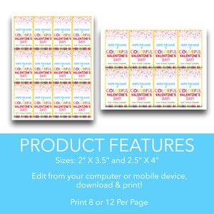 EDITABLE Hope You Have A Colorful Valentine's Day Treat Tags | Crayon ...