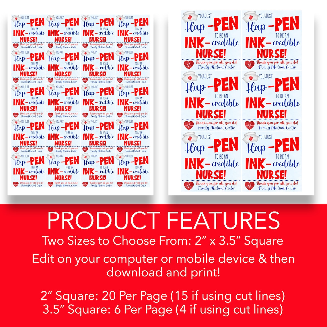 EDITABLE You Hap-pen to Be an Ink-credible Nurse Thank You - Etsy