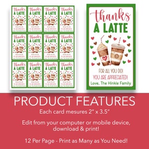 EDITABLE Thanks a Latte for All You Do Rectangle Coffee Shop ...