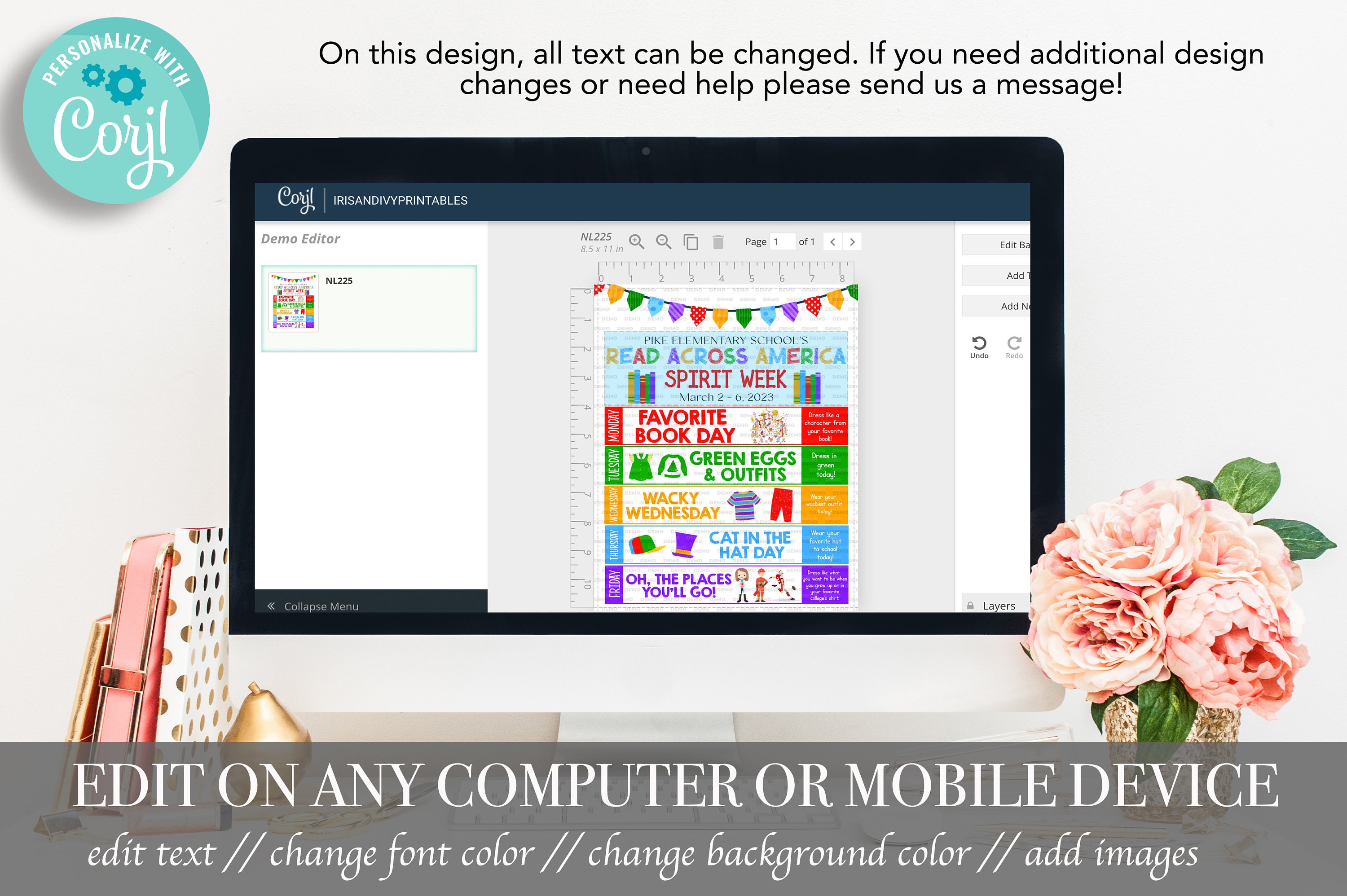 EDITABLE Read Across America Week Flyer | Printable Reading Spirit Week ...