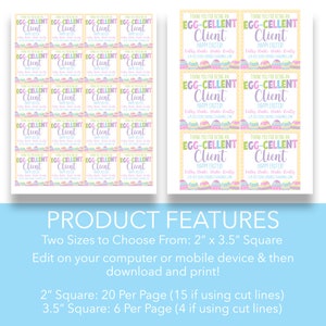 EDITABLE Thanks for Being an Egg-cellent Client Easter Gift Tags ...