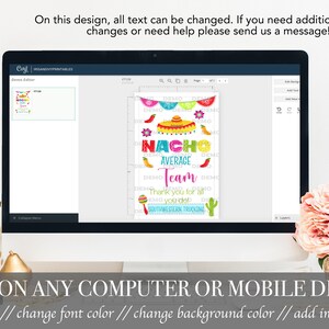 EDITABLE Nacho Average Team Thank You Tags | Fiesta Team Gift Tag ...