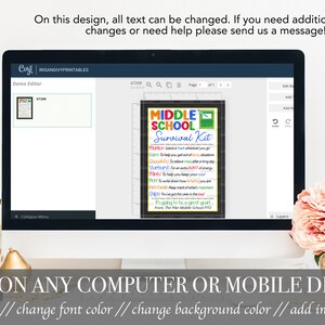 EDITABLE Middle School Survival Kit Gift Tags | Back to School Student ...