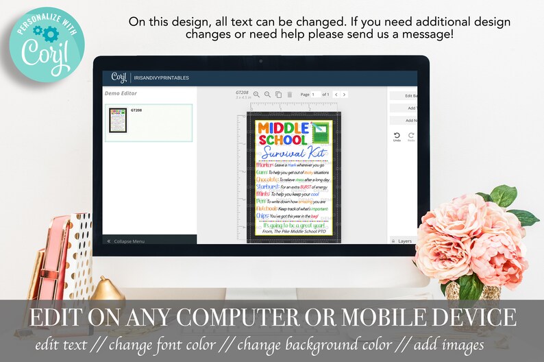 EDITABLE Middle School Survival Kit Gift Tags Back to School - Etsy