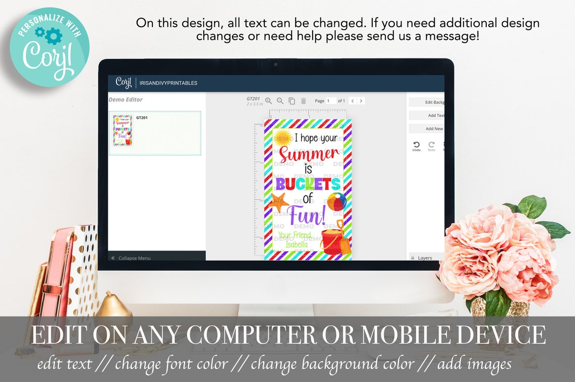 EDITABLE Beach Bucket Gift Tags | Hope Your Summer is Buckets of Fun ...