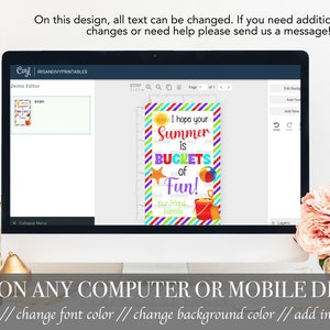 EDITABLE Beach Bucket Gift Tags | Hope Your Summer is Buckets of Fun ...