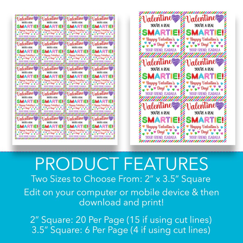 EDITABLE You're a Real Smartie Valentine Gift Tag - Etsy