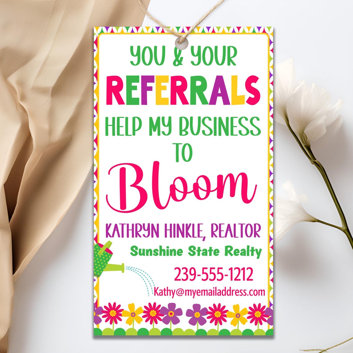 EDITABLE You and Your Referrals Help My Business Bloom Marketing Tags ...